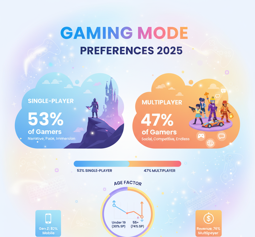 Multiplayer vs Single-Player Gaming Preferences Statistics 2026